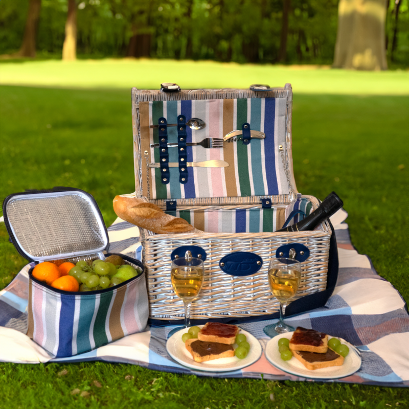 WD LIFESTYLE Cestino Picnic in Vimini per 2 Persone Bianco - Erresse Shop